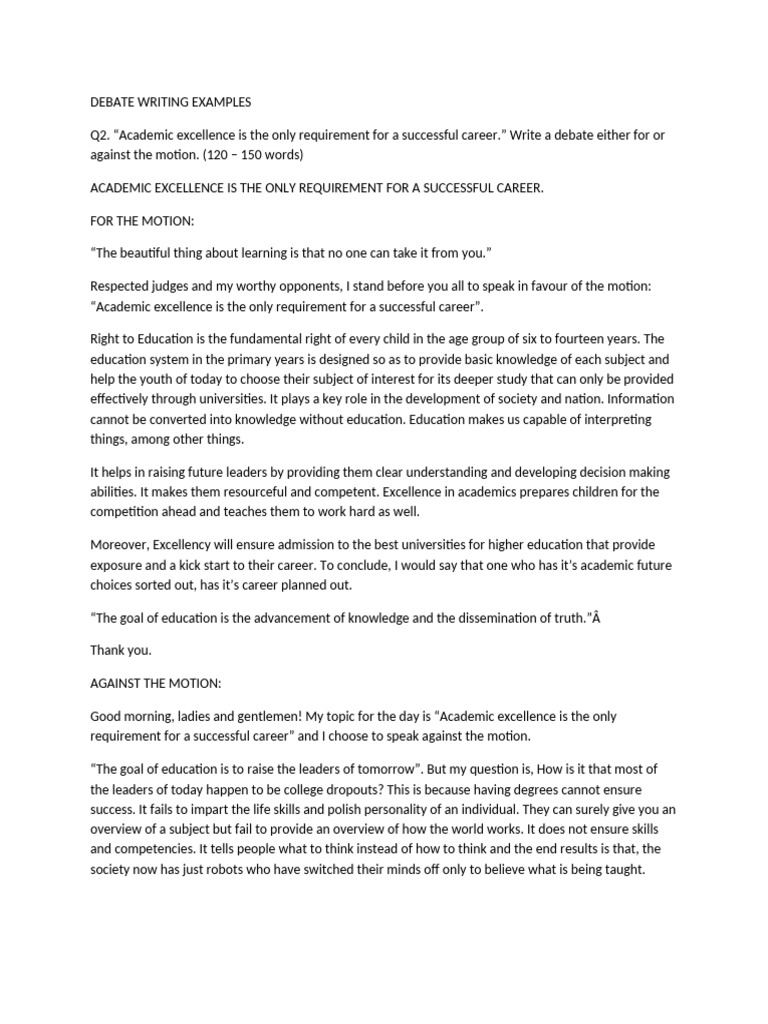 DEBATE WRITING | PDF | Knowledge