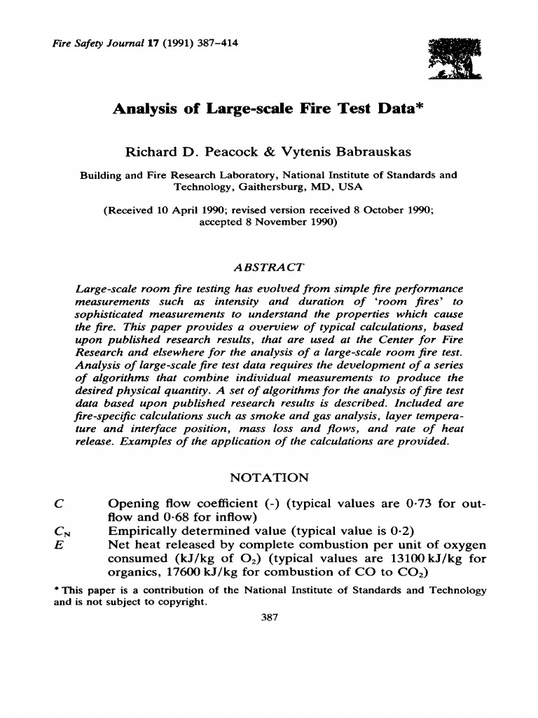 Analysis of Large Scale Fire Test Data N | PDF | Fires | Flow Measurement