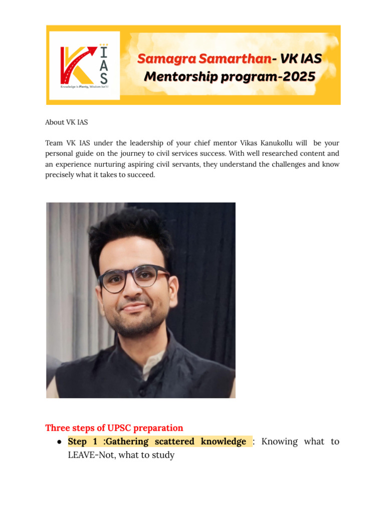 VK IAS Mentorship Program 2025 | PDF | Mentorship