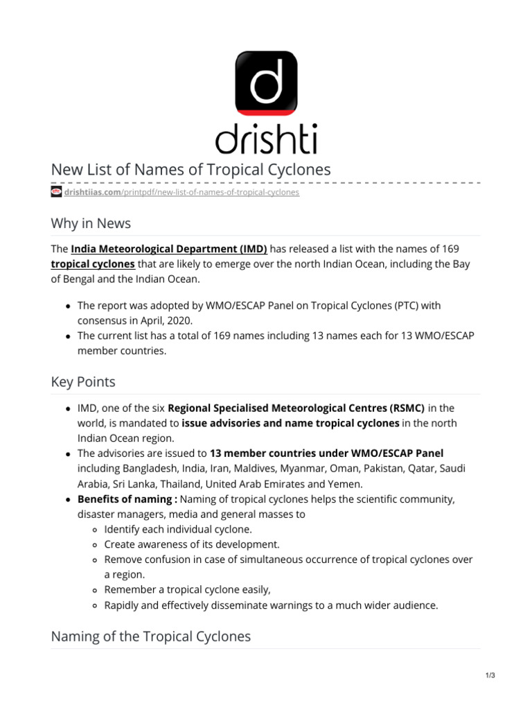 Tropical Cyclone Names List 2023 | PDF | Tropical Cyclones | Branches ...
