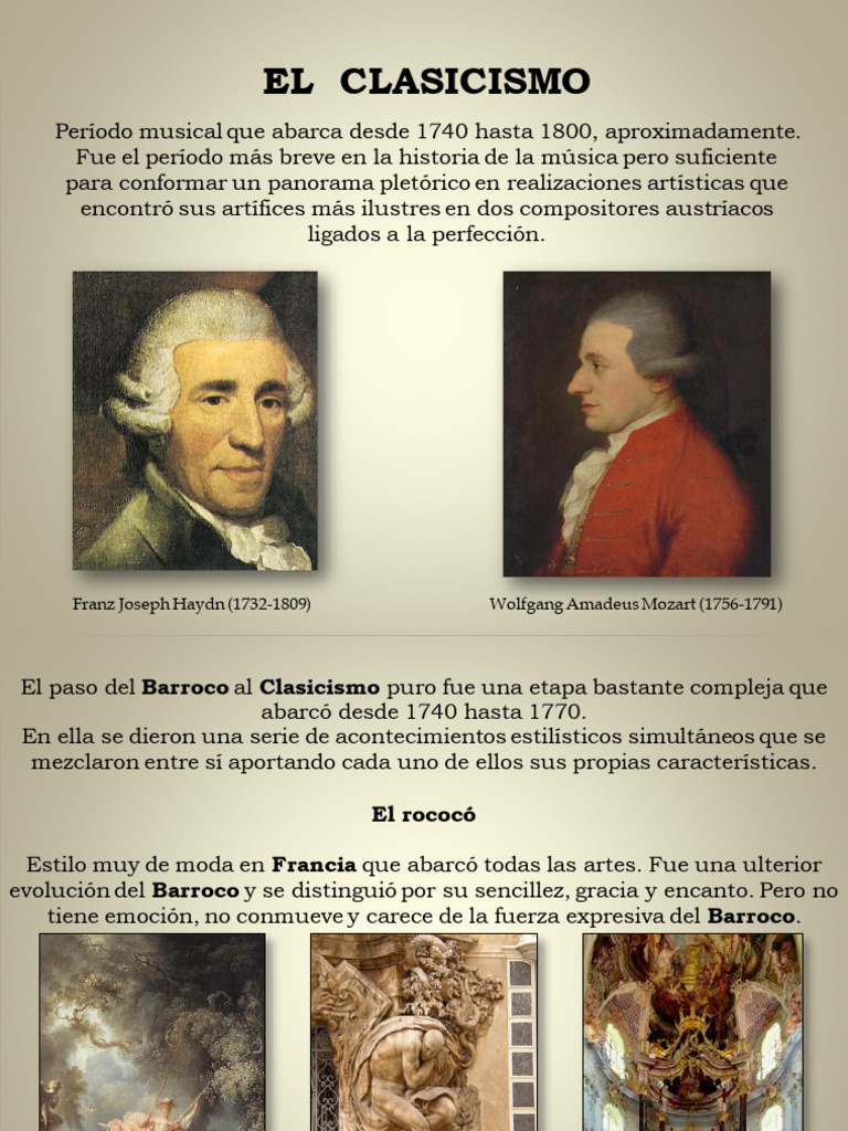 Evolución Musical: Del Barroco al Clasicismo | PDF | Wolfgang Amadeus Mozart | Concierto