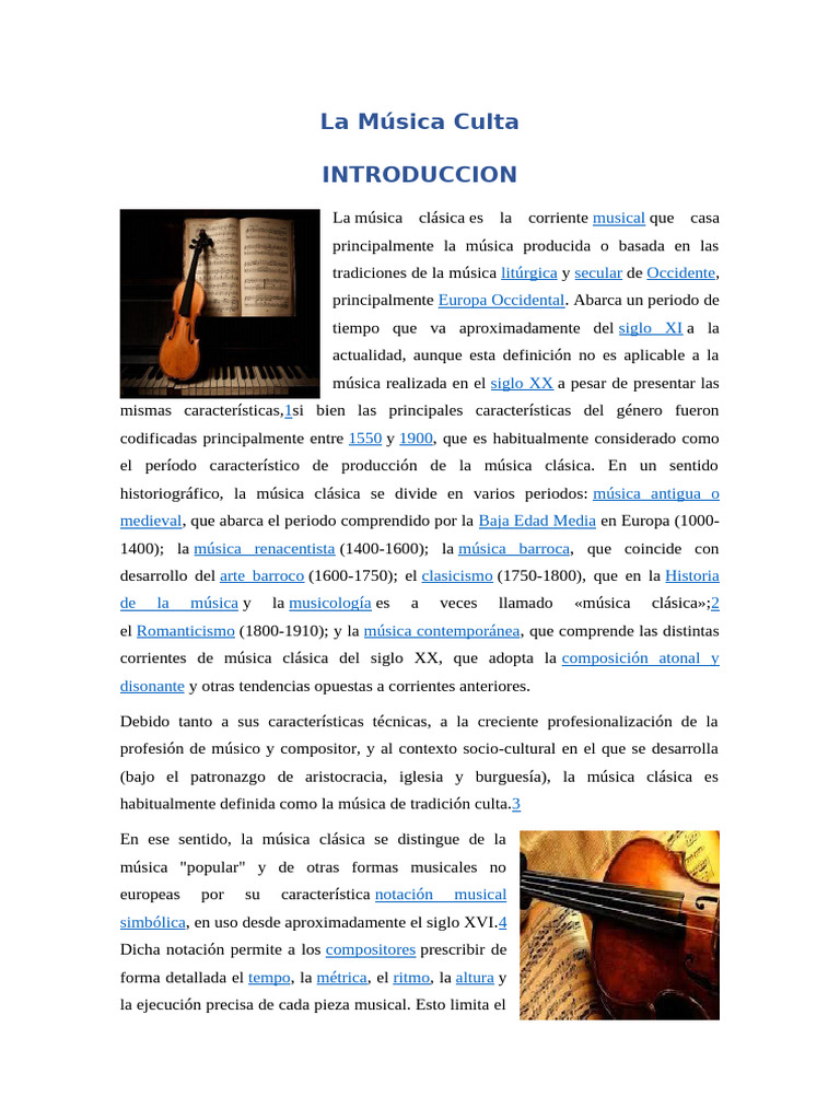 La Música Culta | PDF | Música clásica | Clave