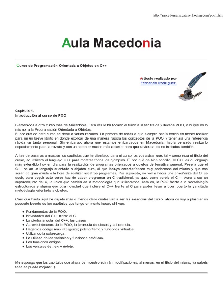 Curso De Programación Orientada A Objetos En C Pdf C Objeto