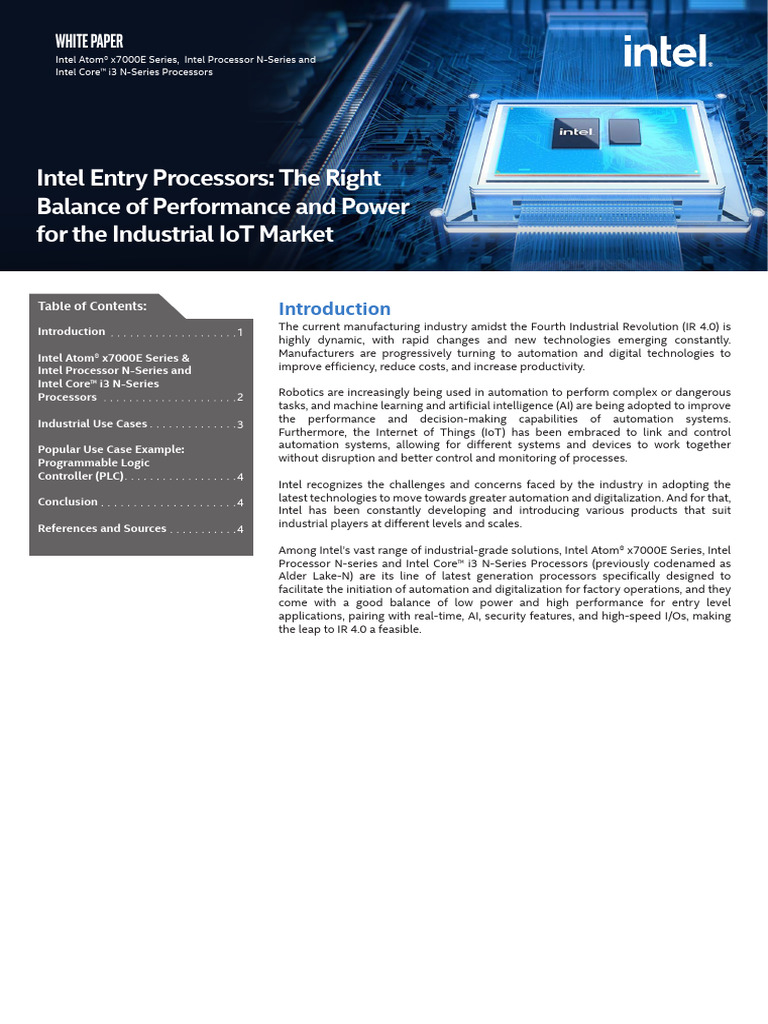 Intel Entry Processors The Right Balance of Performance and Power For The Industrial Iot Market ...