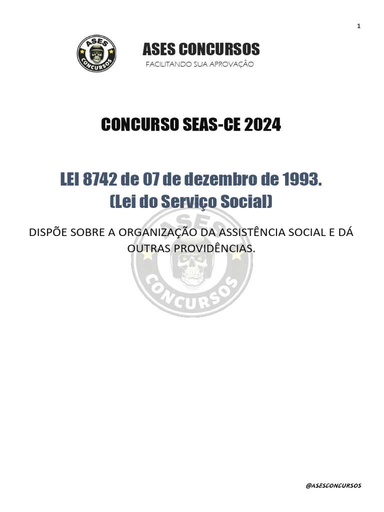 Lei 8742: Comentários e Resumo Essencial | PDF | Trabalho social | Família