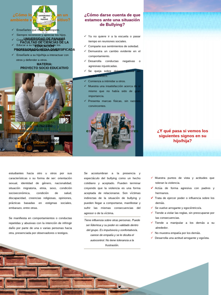 Triptico de Bullying | PDF | Sicología | Psicología Social