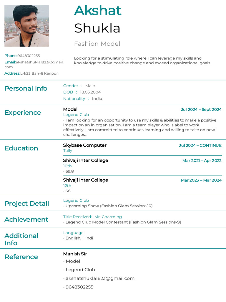 Akshat_Resume_(Modeling cv) | PDF | Cognition | Behavior Modification