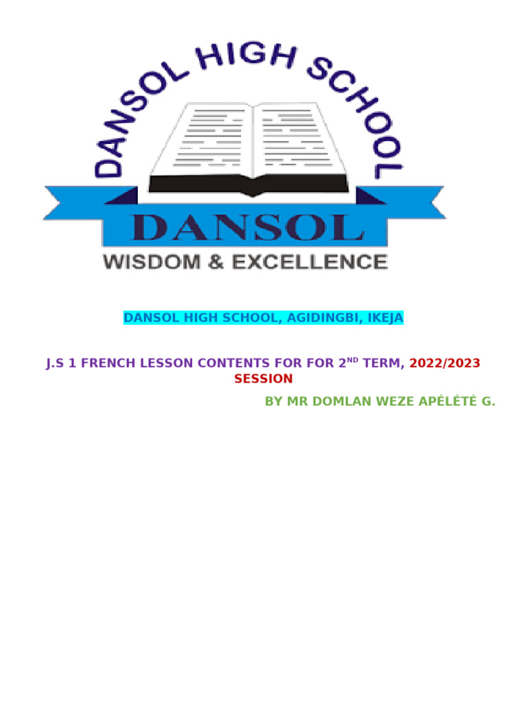 CONTENT JSS1 2ND TERM | PDF | Verbe