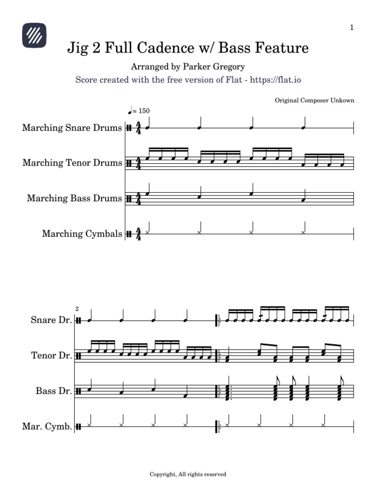 Jig 2 Full Cadence W/ Bass Feature: Score Created With The Free Version ...