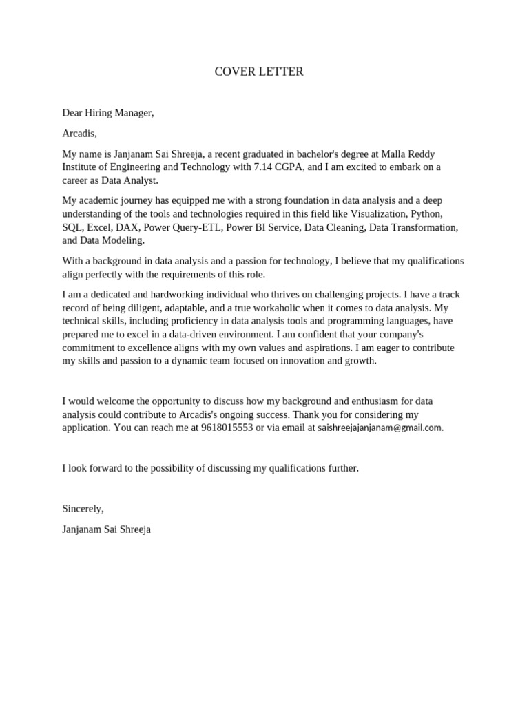 Arcadis Cover Letter | PDF