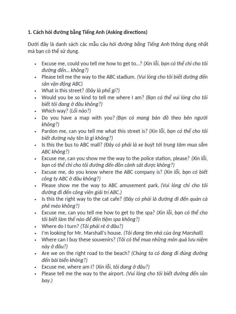 Asking direction | PDF