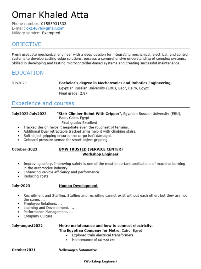 Omar Khaled Cv1 | PDF | Engineering