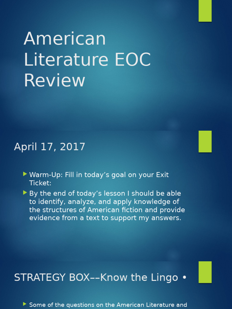 Amrerican Lit EOC Review Power Point | PDF | Rhyme | Poetry
