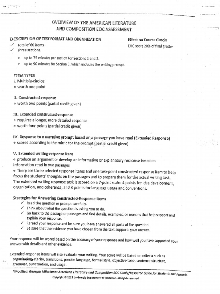 American Lit Eoc Review Student Copy | PDF | Taxes | Information