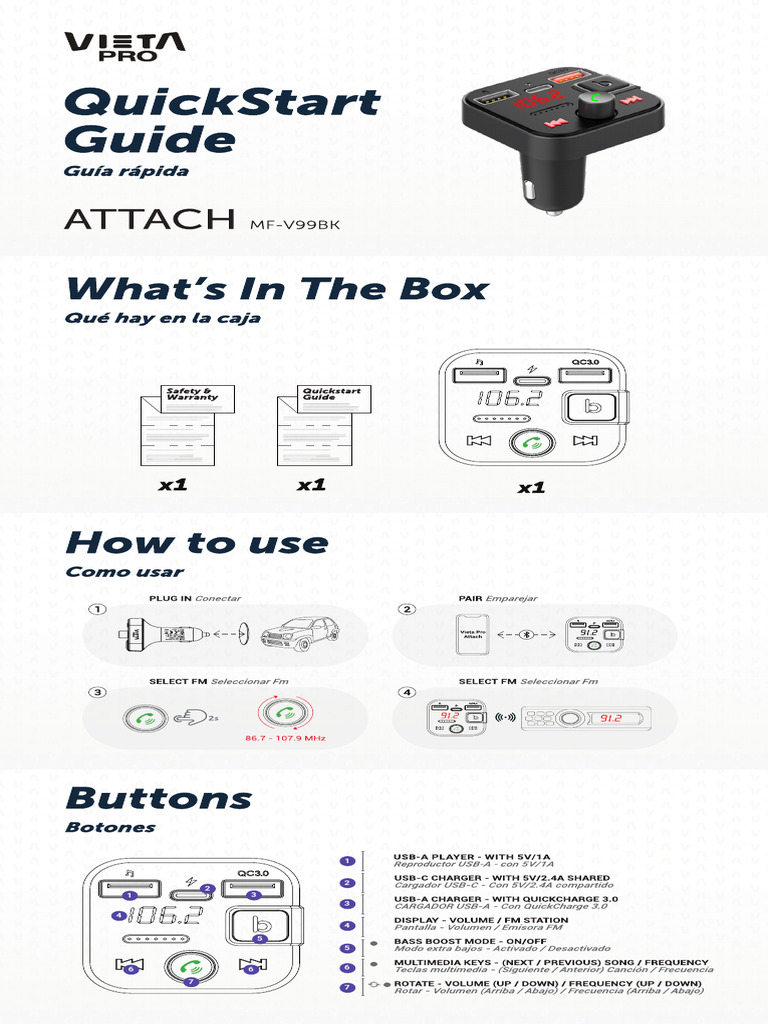 Mfv99bk Transmisor Quickstart v6 Vector | PDF