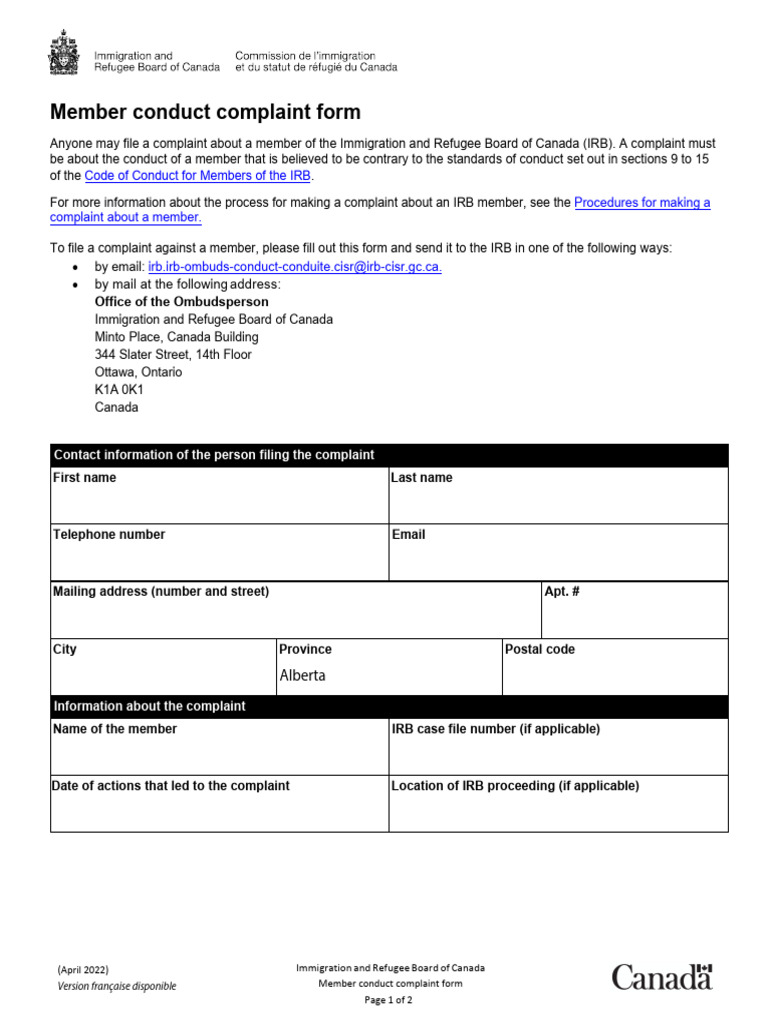 Member Complaints Form - EN | PDF | Complaint | Justice