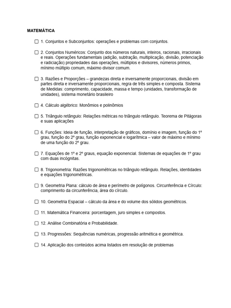 Conteúdos Essenciais de Matemática | PDF