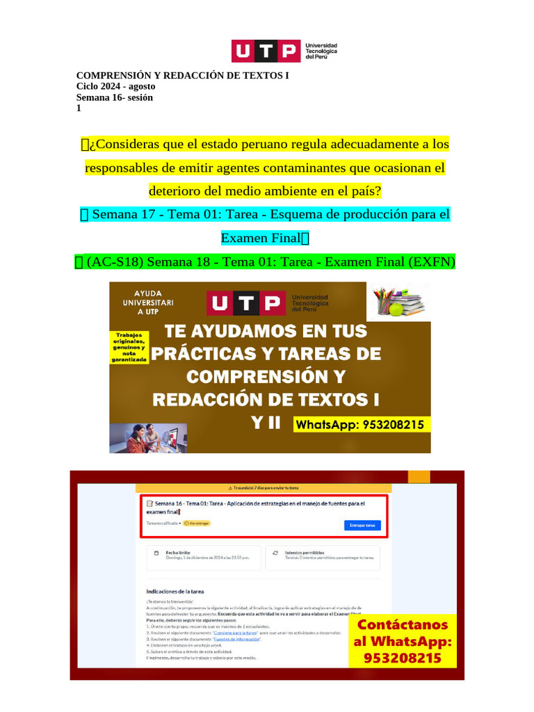 ? Semana 17 - Tema 01 Tarea - Esquema de producción para el Examen ... ? Semana 17 - Tema 01 Tarea - Esquema de producción para el Examen ...