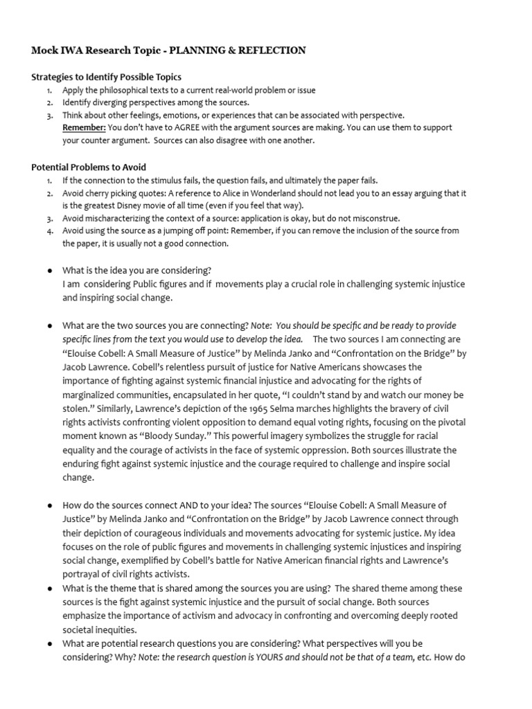 Arjun Rameswamy - Mock Task 2 IWA Research Topic - PLANNING.docx | PDF ...