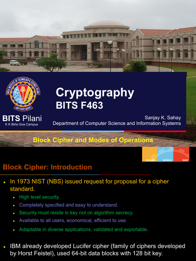 Block Cipher and Modes of Operations | PDF | Field (Mathematics) | Encryption