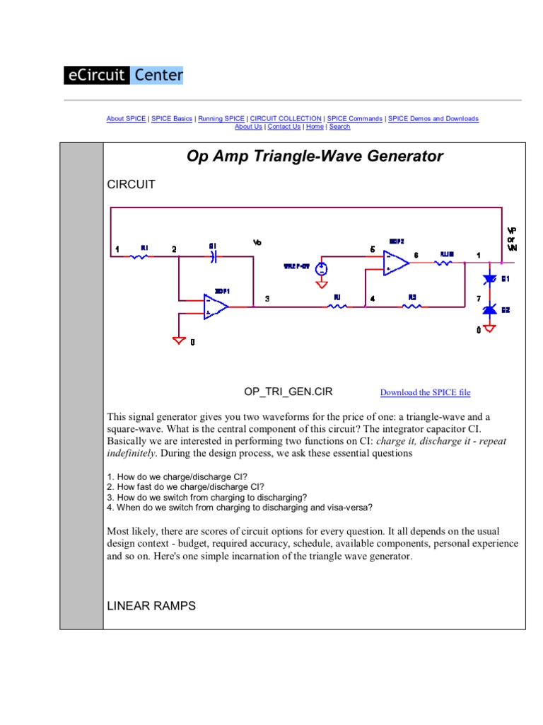 Triangular Wave Generator | PDF | Operational Amplifier | Amplifier