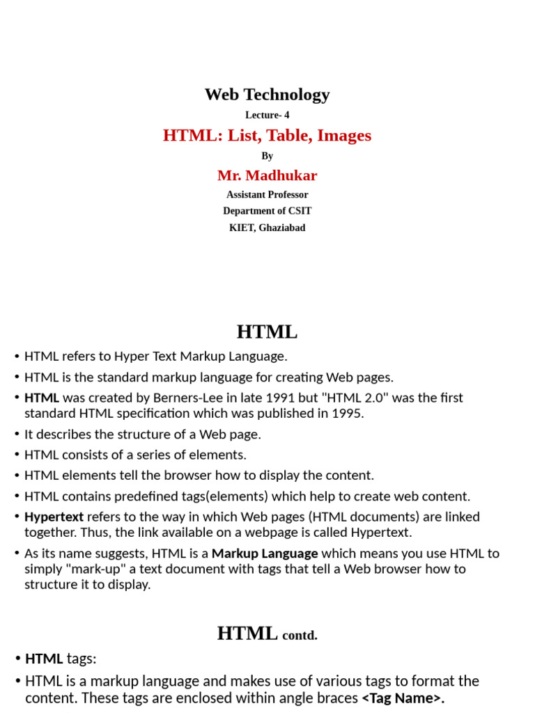HTML Basics for CSIT Students | PDF | Html | Html Element