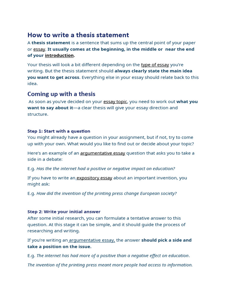 How To Write A Thesis Statement | PDF | Essays | Thesis