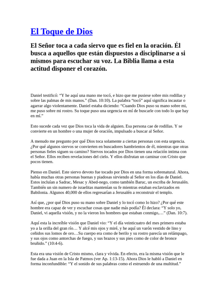 El Toque de Dios | PDF | Oración | Pecado