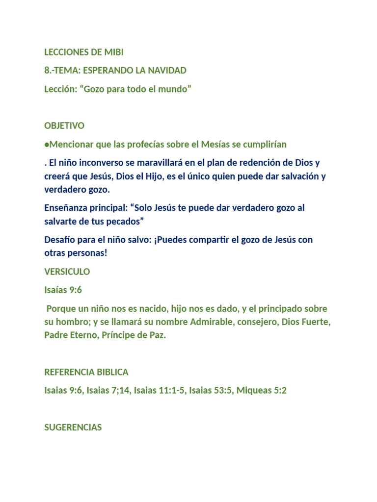 Lección Mibi | PDF | Jesús | Navidad