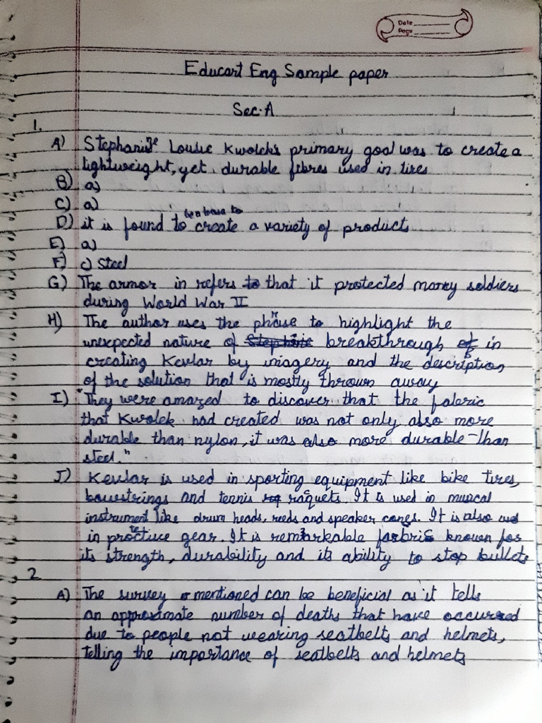 Sneha Sample Paper Ans | PDF