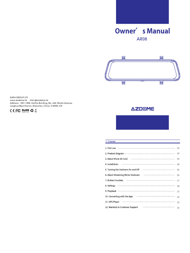azdome-ar08-manual (1) | PDF