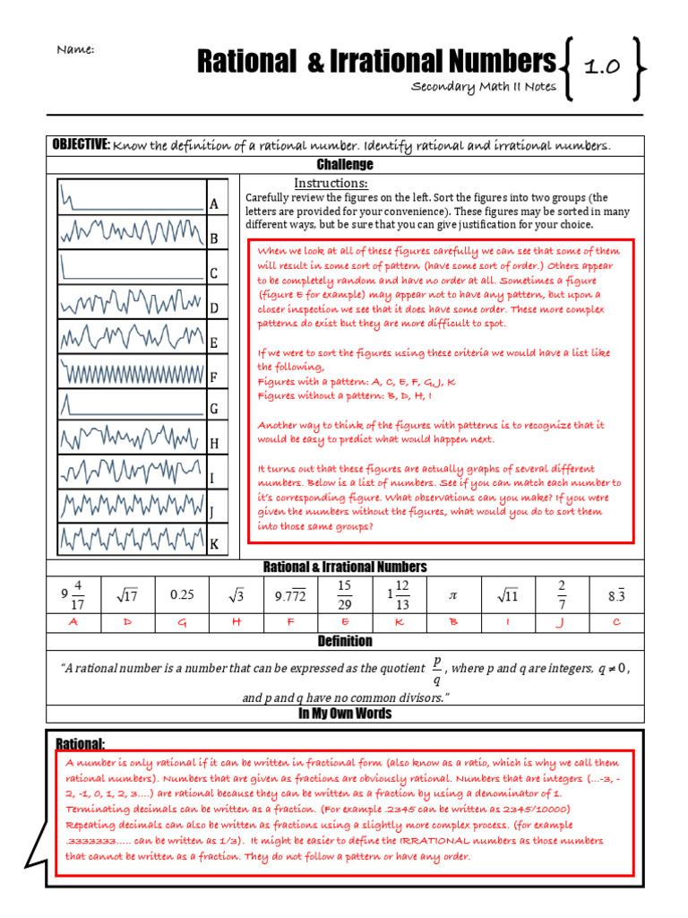 2 1.0 Tn Rational and Irrational Numbers | PDF | Rational Number | Numbers