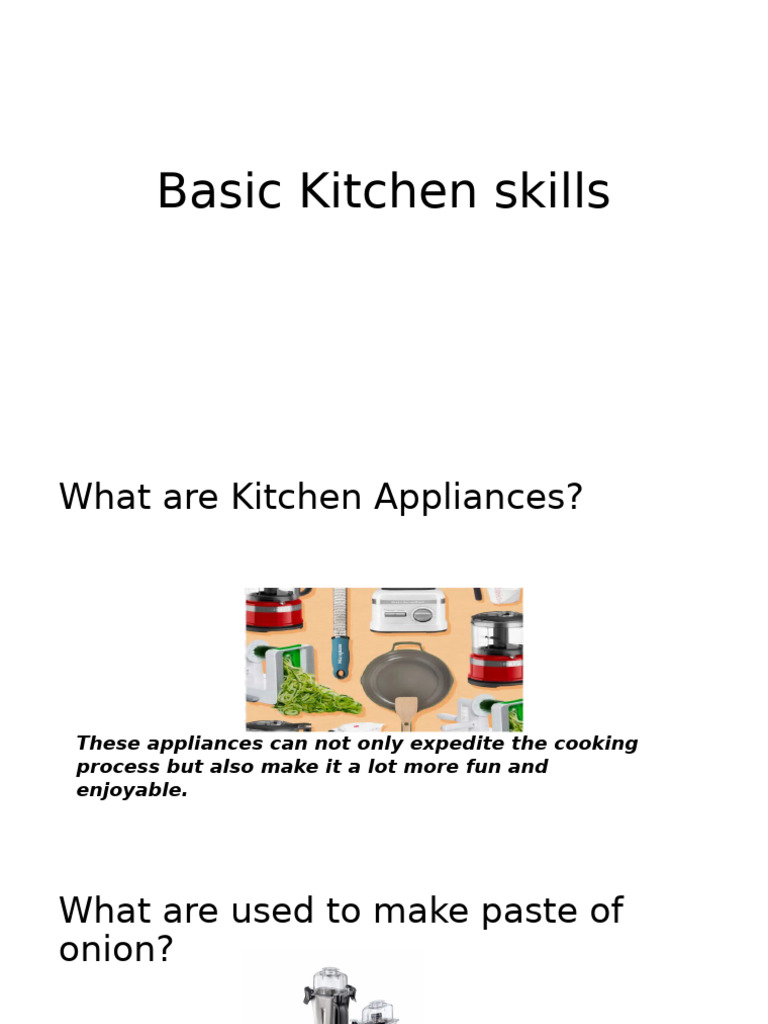 Basic Kitchen Skills | PDF