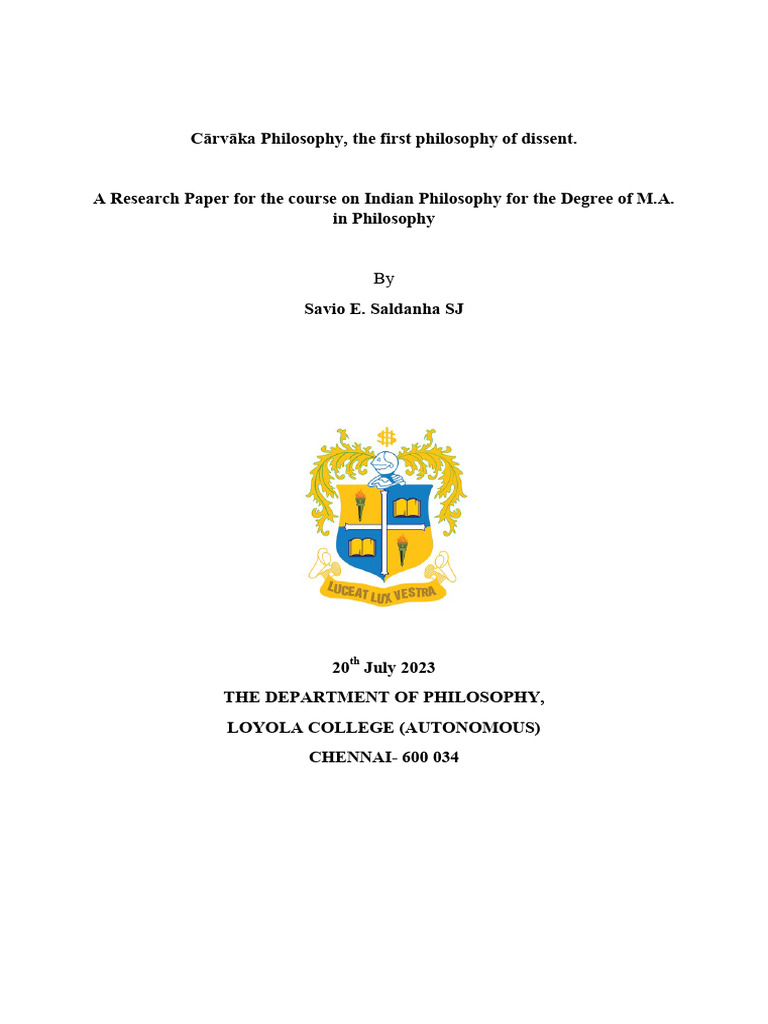 Carvaka Philosophy the First Philosophy | PDF | Vedanta | Indian Philosophy