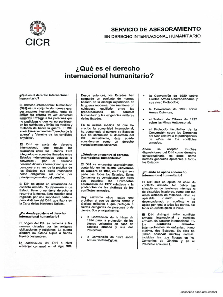 ¿Qué Es El Derecho Internacional Humanitario | PDF