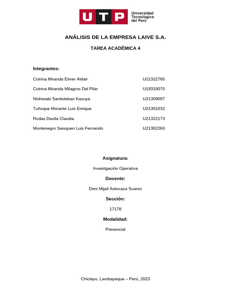 Ta4 Invope Laive Final | PDF | Business | Planificación