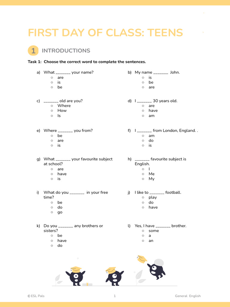 (SV) 1st Day of Class For Teenagers | PDF
