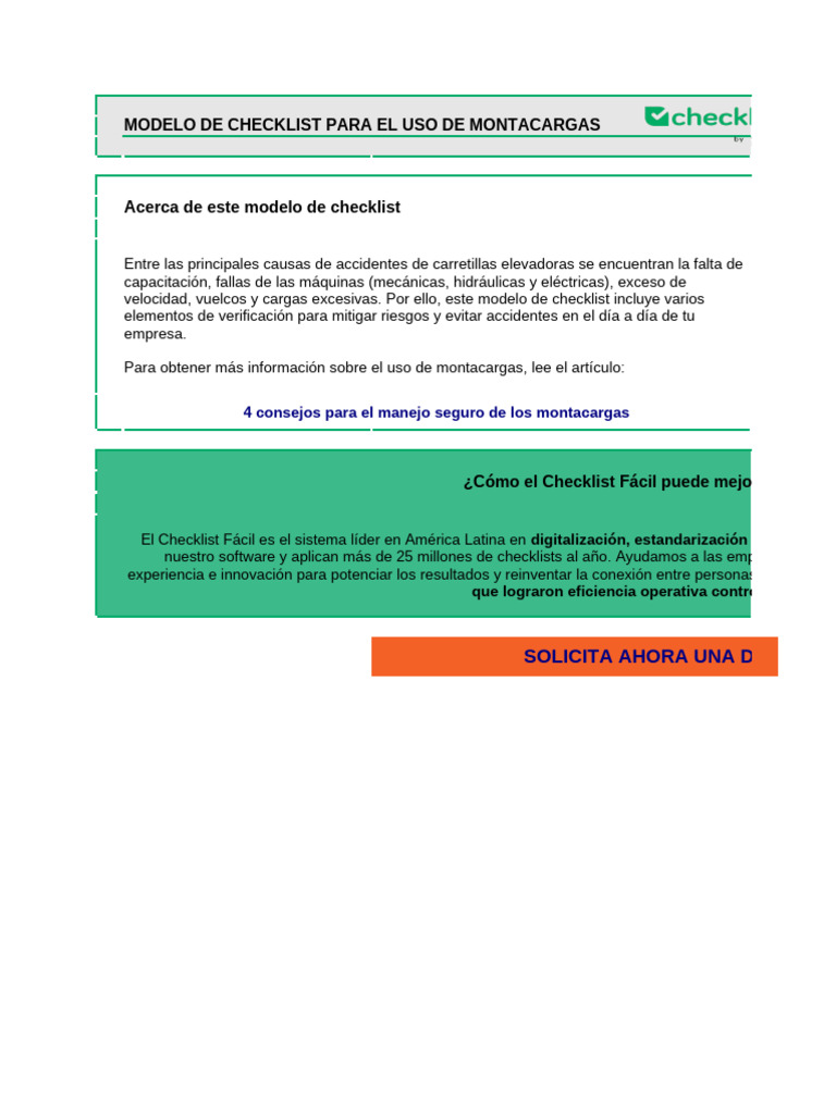 es-mr-checklist-uso-de-montacargas | PDF | Máquina elevadora | Software
