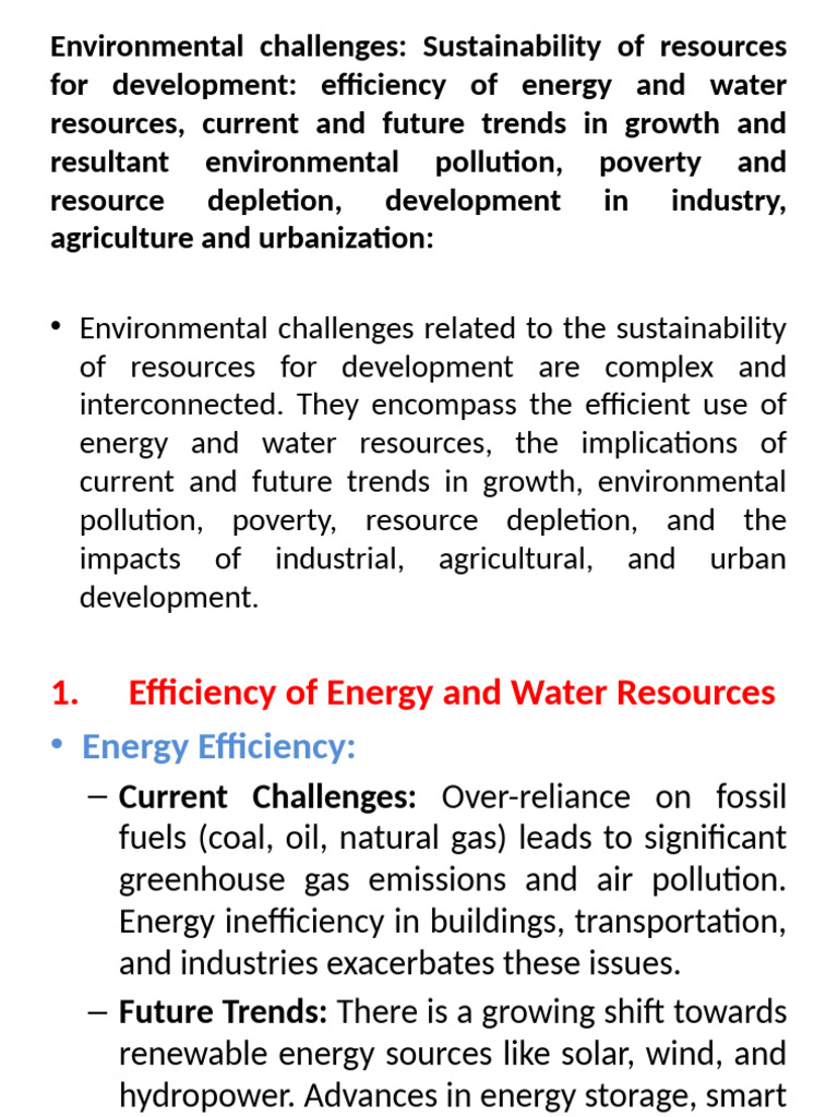 10. Environmental Challenges- sustainability of resources | PDF ...