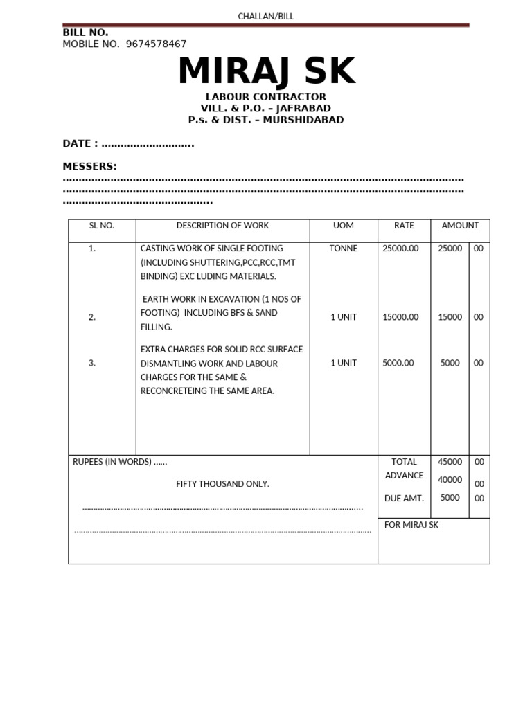 Miraj SK Bill | PDF