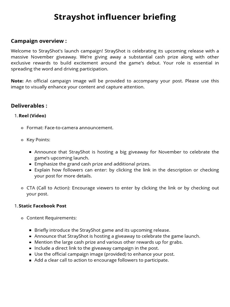 Influencer briefing Reel+post | PDF