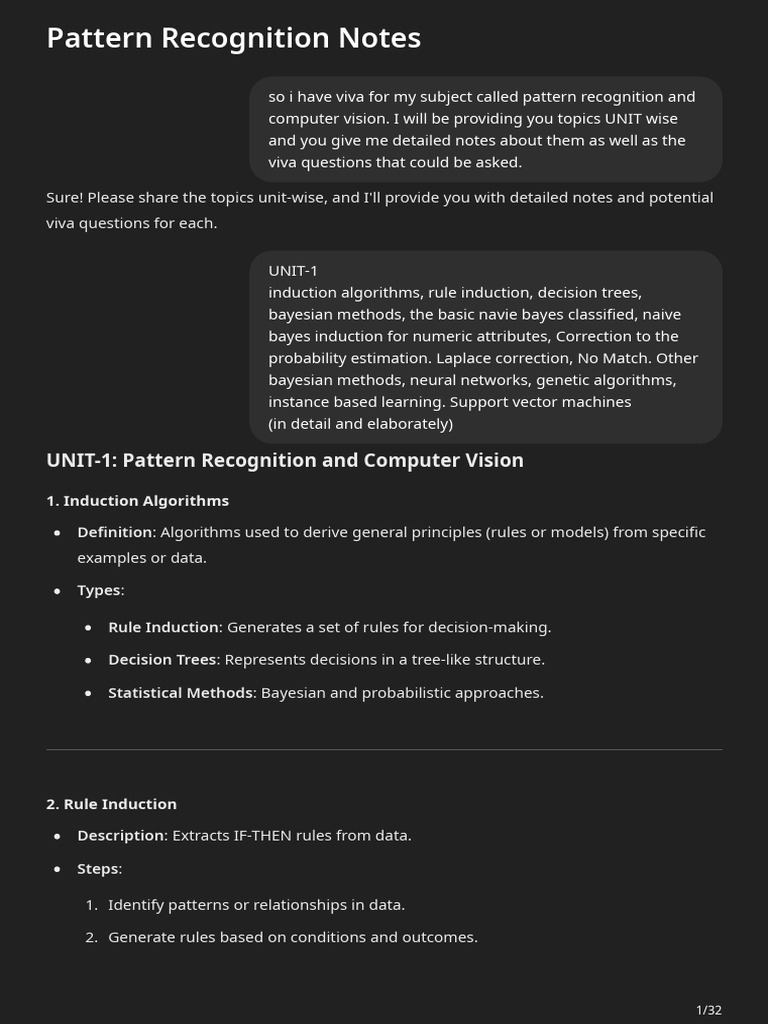 PRCV Viva Notes | PDF | Pattern Recognition | Computing