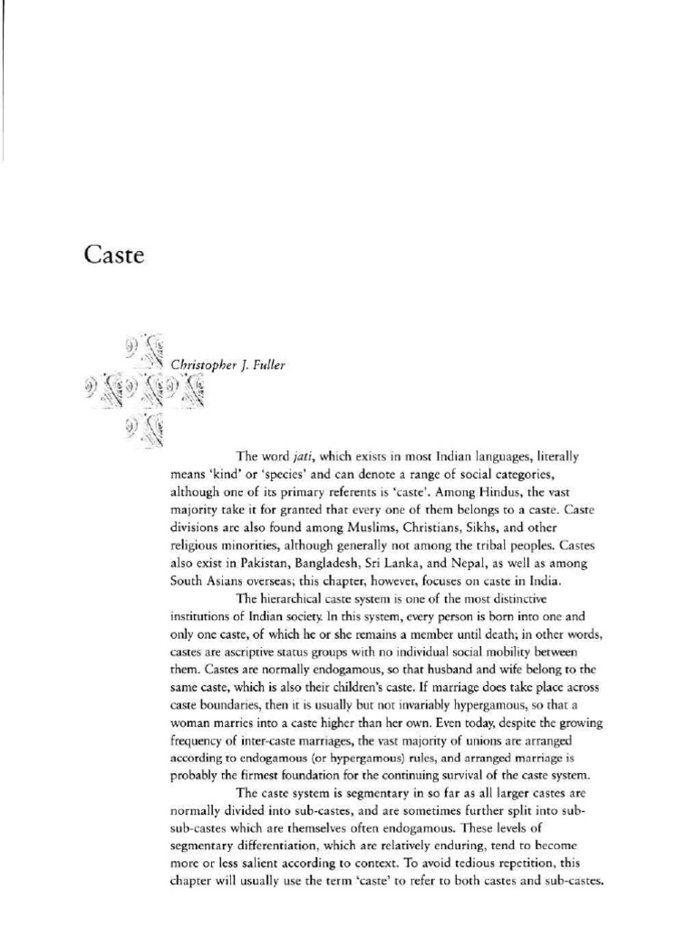 Differences Between Caste and Class. | PDF