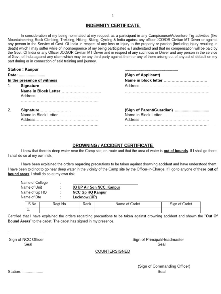 Camp form | PDF