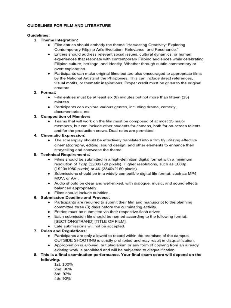 FILM GUIDELINES | PDF