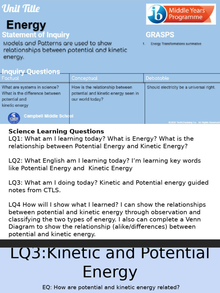 Kinetic and Potential Energy Independent Guided Notes Student Ppt (1 ...