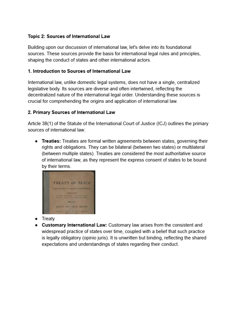 Topic 2 - Sources of International Law Class Notes | PDF ...