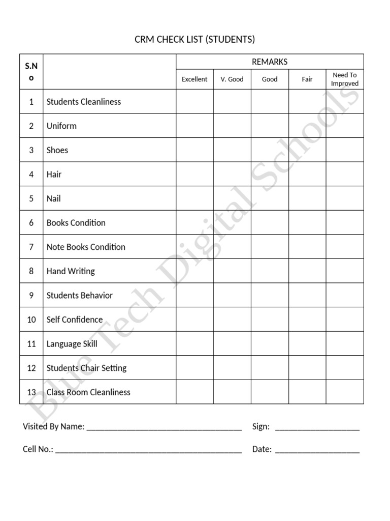 CRM Check List (Students) | PDF