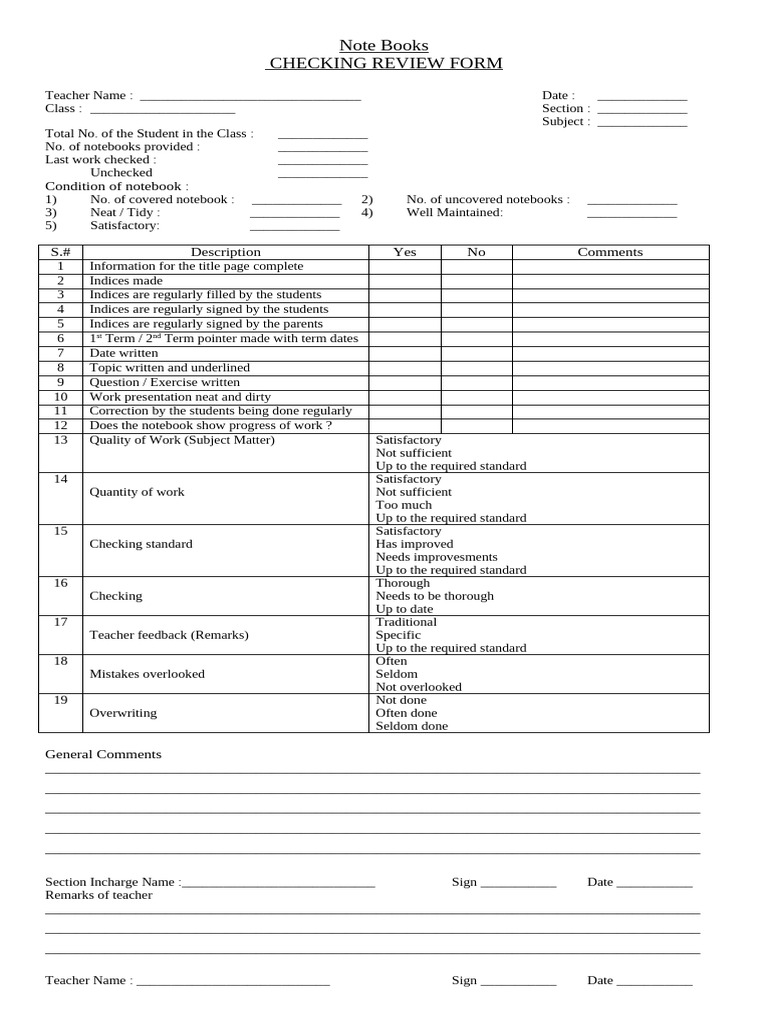 Copy Checking Review Form | PDF