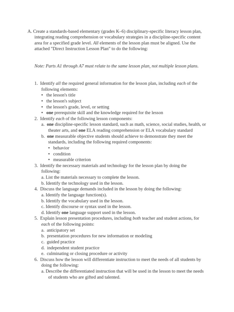 ELEMENTARY DISCIPLINARY LITERACY C732 Version 3 | PDF | Differentiated ...